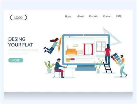 Premium Vector | Design your flat vector website landing page design template