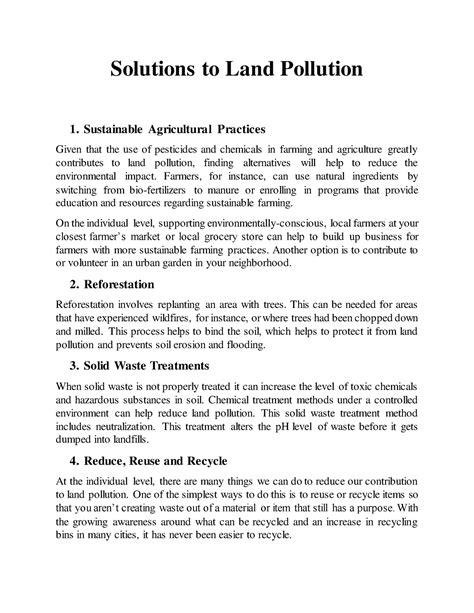 Solution Of Land Pollution