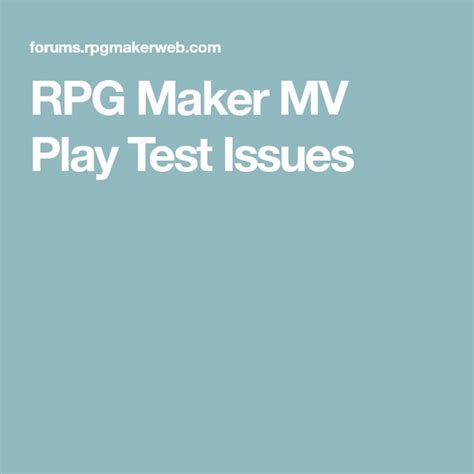 RPG Maker MV Play Test Issues