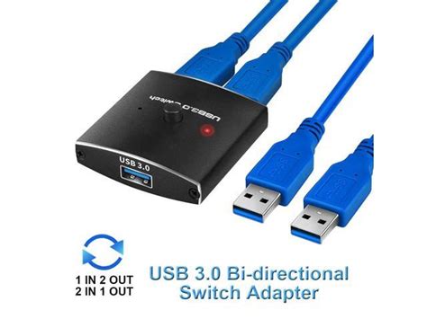 Usb 3 0 Switch Selector Bi Directional Usb Switch 2 In 1 Out 1 In 2