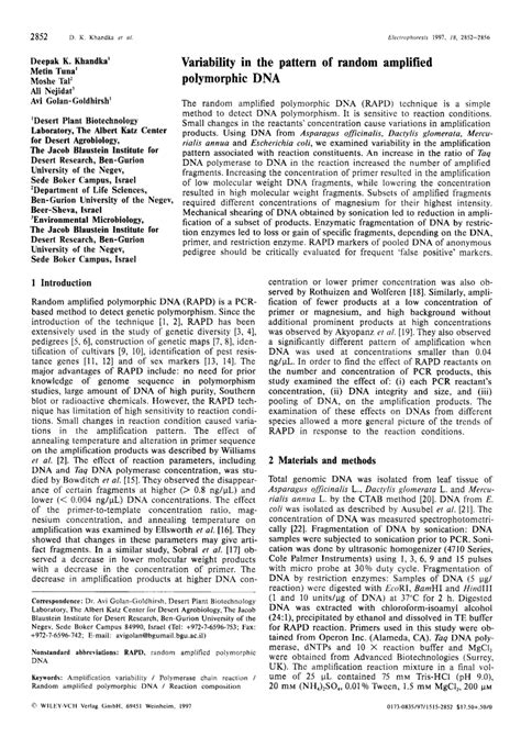 pdf variability in the pattern of random amplified polymorphic dna