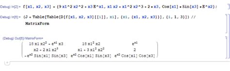 how can i calculate the jacobian for a set of functions mathematica
