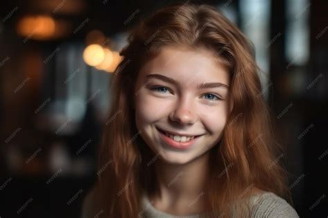 Premium Ai Image Portrait Of A Teen Girl Looking At You And Smiling