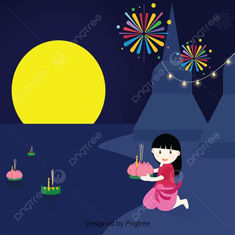 รูปลอยกระทงที่วางโคม แม่น้ำ วัน ลอยกระทง Png ลอยกระทง โคม น้ำ สีเขียวภาพ Png และ เวกเตอร์