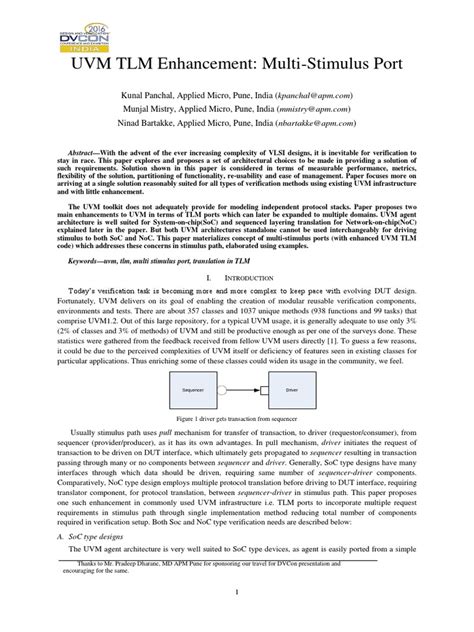 uvm tlm enhancement multi stimulus port paper final pdf