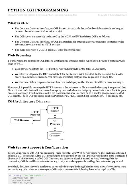 Python Cgi Programming Tutorials Point