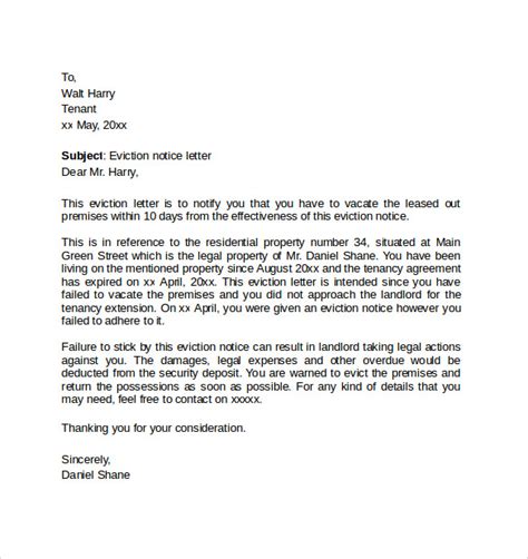 Free 12 Eviction Notice Letter Templates In Pdf Word