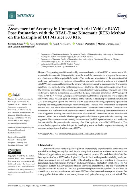 Pdf Assessment Of Accuracy In Unmanned Aerial Vehicle Uav Pose