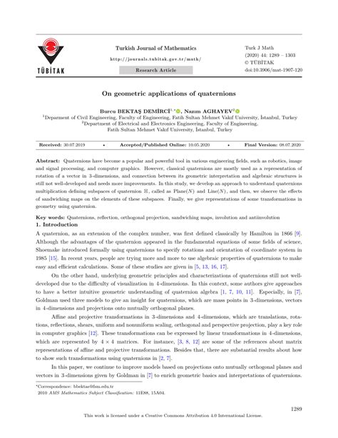 PDF On Geometric Applications Of Quaternions