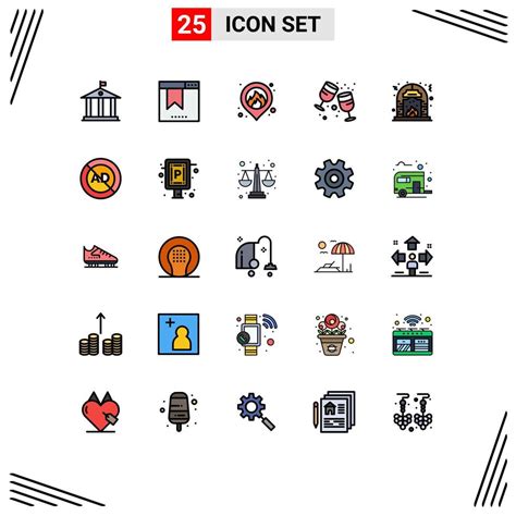 Set Of 25 Modern Ui Icons Symbols Signs For Fire Culture Location Christmas Glass Editable