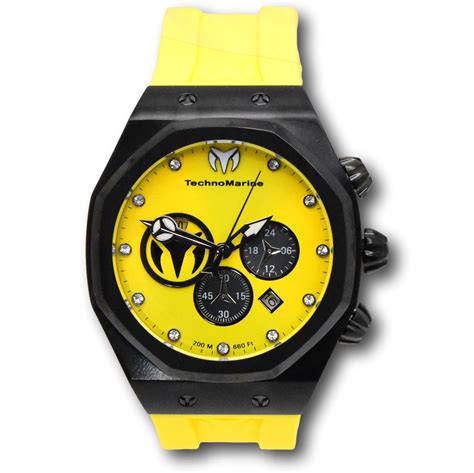 Technomarine Mens Yellowjacket 45mm Crystal Chrono Reef Sun Watch Tm
