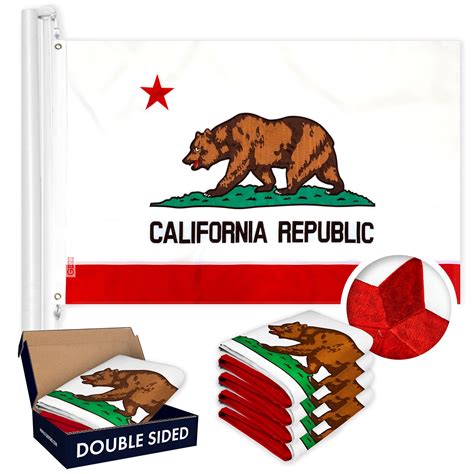 California Ca State Flag 3x5ft 5 Pack Double Sided Embroidered