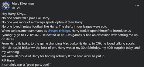 Espn Chicago Host Harry Teinowitz Passes Away At 64 Chicago Sports Media Reacts Barrett Media