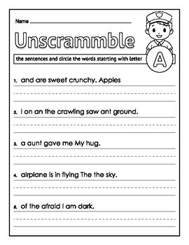 Unscramble Sentences Based On A To Z Letter Words 230 Sentences