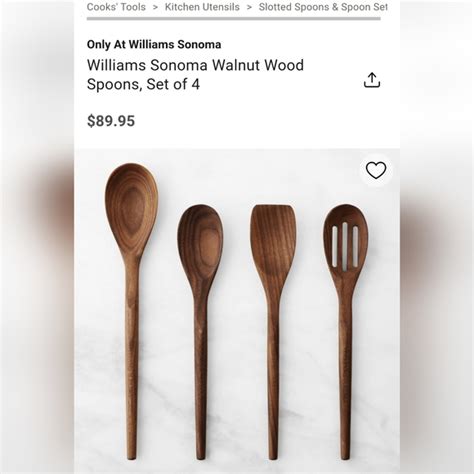 Williams Sonoma Kitchen Set Of 4 Williams Sonoma Walnut Wood Spoons