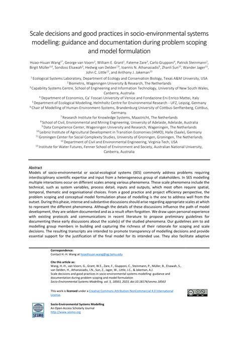 Pdf Scale Decisions And Good Practices In Socio Environmental Systems