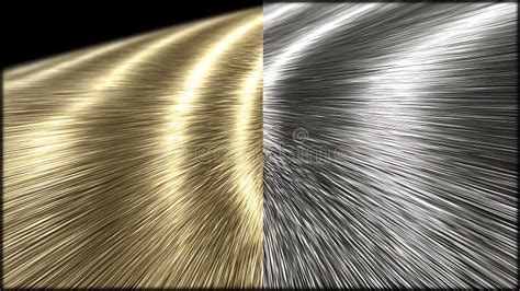 Abstract Split Surface Featuring Golden And Silver Metallic Texture With A Radial Blur Effect