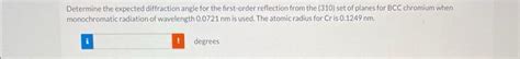 Solved Determine The Expected Diffraction Angle For The Chegg