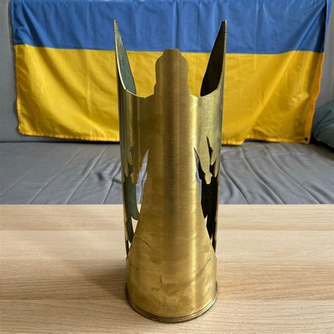 Carved 122mm Artillery Shell Angeltryzub Ukraine Aid Ops