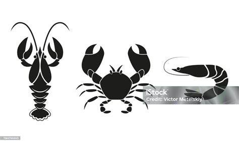새우 가재 게 아이콘 해산물 디자인 요소입니다 벡터 그림입니다 갈고리 발톱에 대한 스톡 벡터 아트 및 기타 이미지 갈고리