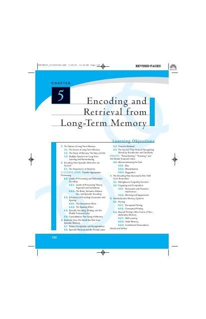 Encoding And Retrieval From Long Term Memory Psychology