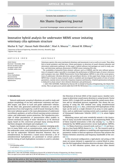 Pdf Innovative Hybrid Analysis For Underwater Mems Sensor Imitating Veterinary Cilia Optimum