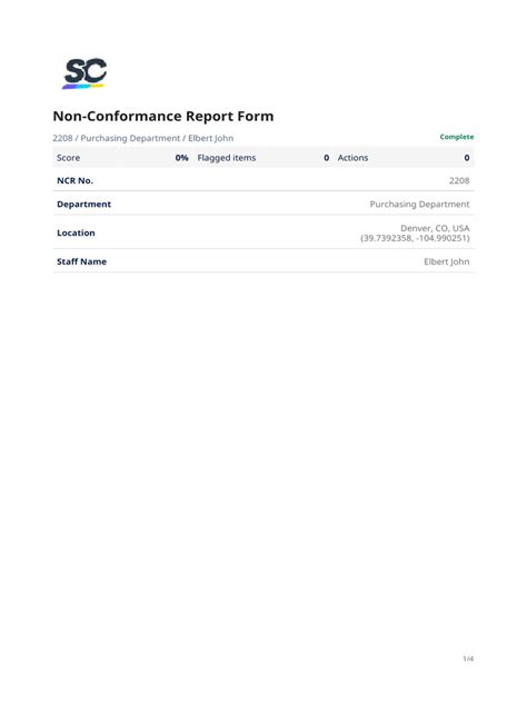 Sample Non Conformance Report Safetyculture Download Free Pdf Government Finances Business
