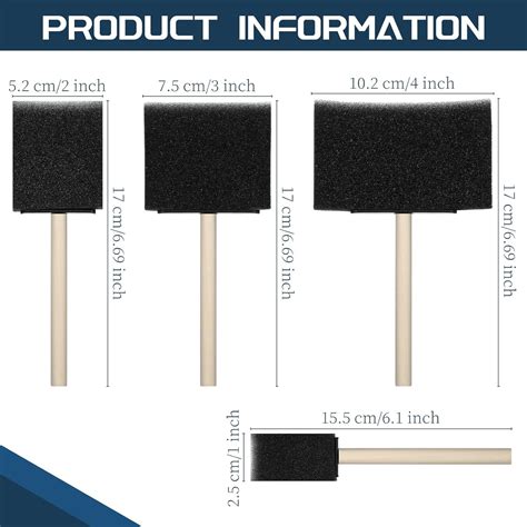 100 Pack Foam Paint Brushes - 1, 2, 3, 4 Inch Assorted Sizes - Ideal for Painting, Staining ...