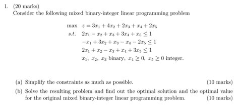 Solved 1 20 Marks Consider The Following Mixed