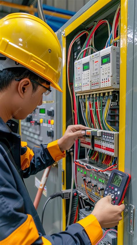 Electrical Engineer Using Digital Multimeter Premium Ai Generated Image