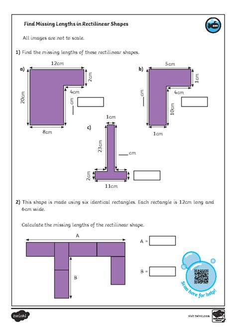 Find Missing Lengths In Rectilinear Shapes Horizontal Format Find The Missing Lengths Of