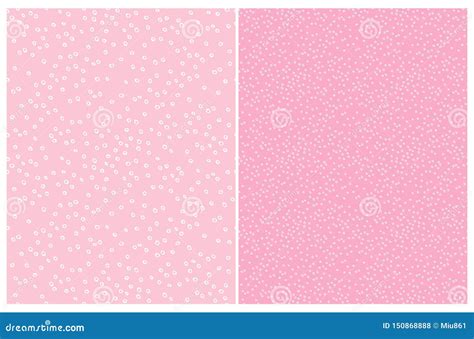 2 Simple Abstract Polka Dots Vector Patterns White Irregular Brush