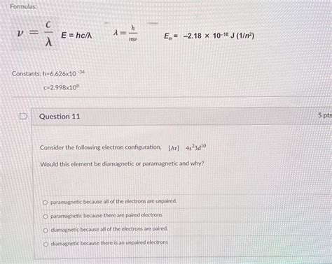 Solved Formulas ν λCE hc λλ mνhEn J n Chegg com