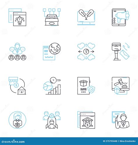 Online Communication Linear Icons Set Messaging Chatting Texting Emailing Videoconferencing