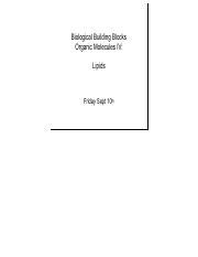 0910 Lipids Pdf Lipids Friday Sept 10th Biological Building Blocks Organic Molecules IV Big