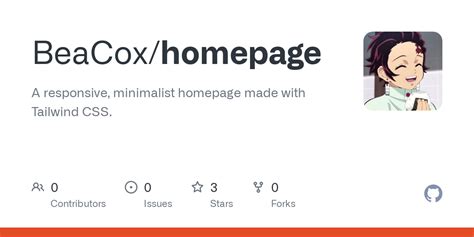 github beacox homepage a responsive minimalist homepage made with