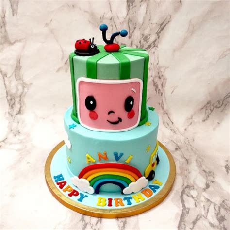 2 Tier Coco Melon Fondant Cake Delivery In Delhi Ncr