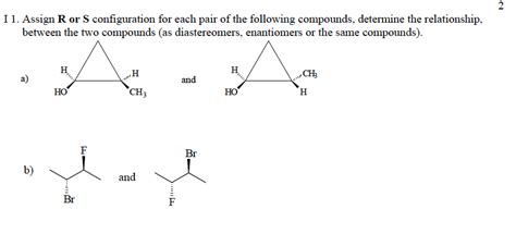 Solved 2 I 1 Assign R Or S Configuration For Each Pair Of Chegg Com