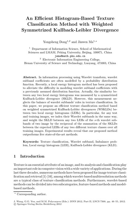 Pdf An Efficient Histogram Based Texture Classification Method With