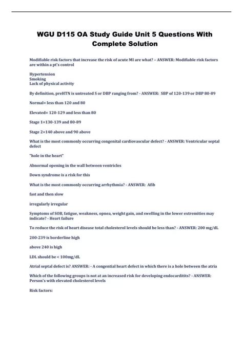 WGU D OA Study Guide Unit Questions With Complete Solution WGU D Stuvia US