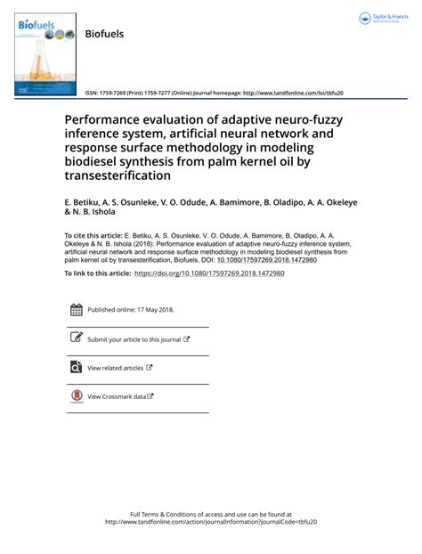 Pdf Performance Evaluation Of Adaptive Neuro Fuzzy Inference System Artificial Neural Network