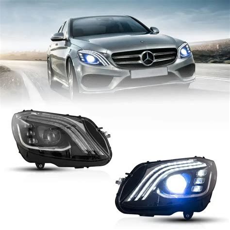 ไฟหน้ารถยนต์ Led สีดํา สําหรับ Mercedes Benz C Class 4th Gen W205