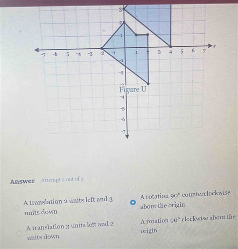 Solved Answer Attempt 2 Out Of 2 A Translation 2 Units Left And 3 A Rotation 90
