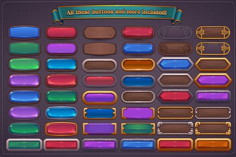 Fantasy Game Button Maker Pre Designed Illustrator Graphics