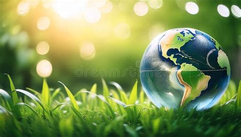 Concept Save The World Save Environment The World Is In The Grass Of The Green Bokeh Background