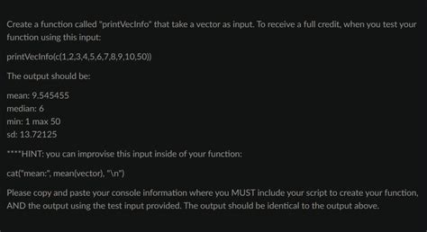 Solved Create A Function Called Printvecinfo That Take A