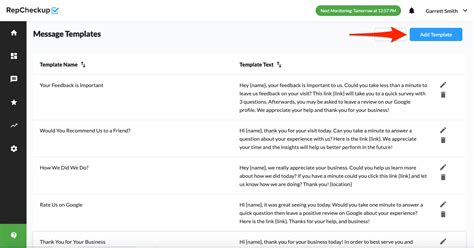 how to create a new message template repcheckup help