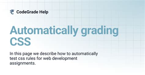 Automatically Grading Css Codegrade Help