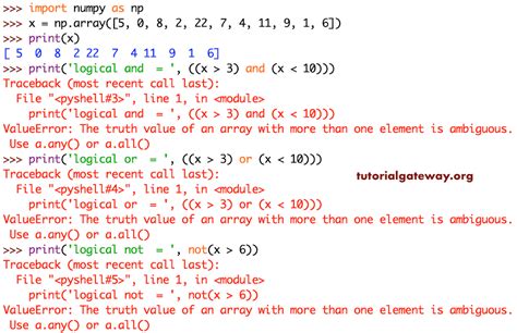 python numpy logical operators