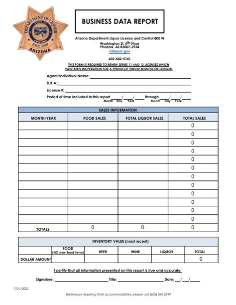 Arizona Business Data Report Auto Calculate Fill Out Sign Online And Download Pdf